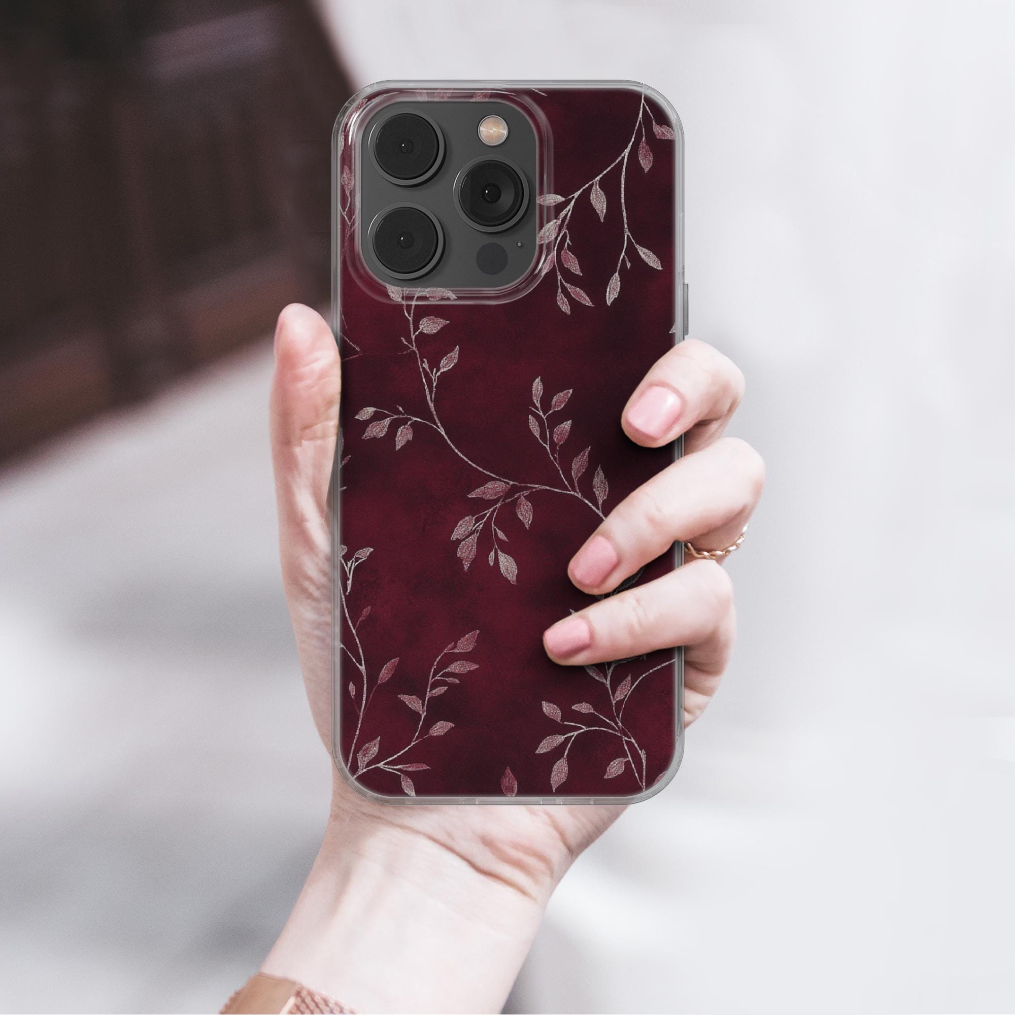 Burgundy Phone Case Red Wine Cover for iPhone 16e, 14, 13, 12, 11, SE ...