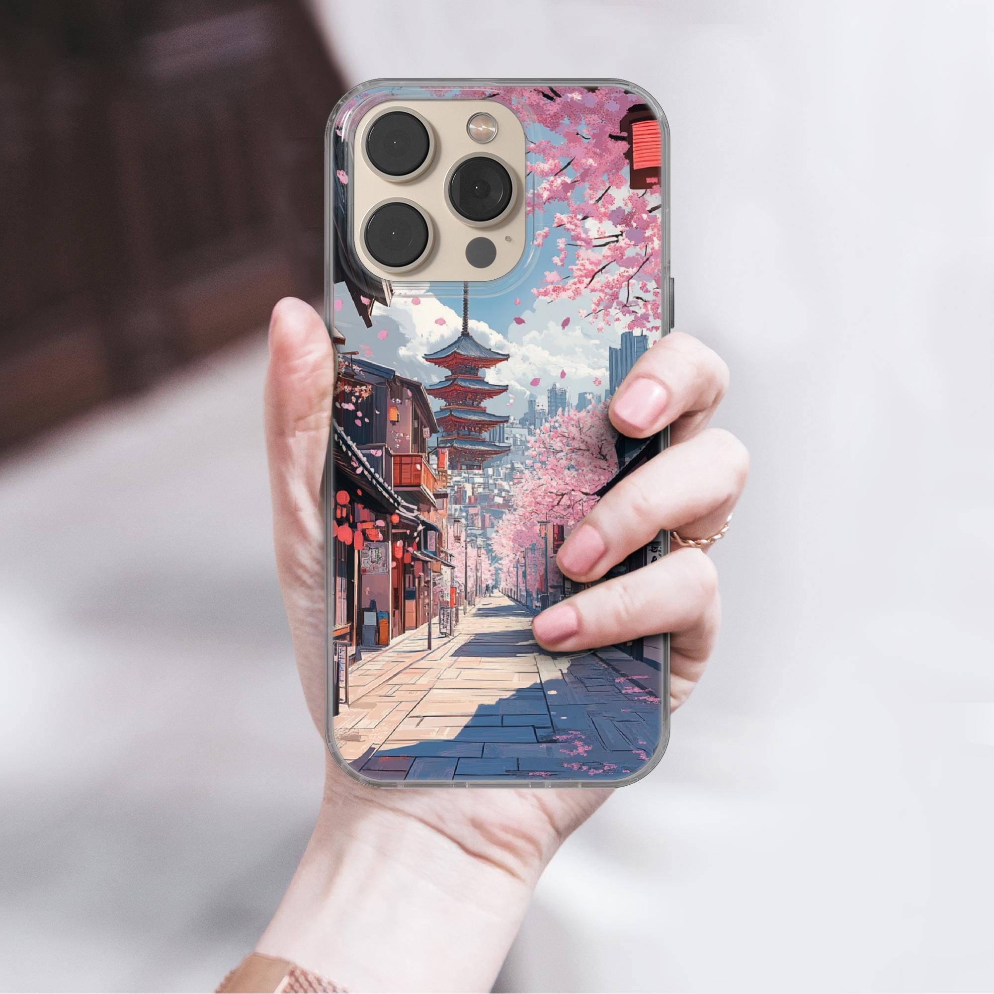 Japanese Korean Landscape Pink Cherry Blossoms Phone Casemagsafe Cover ...