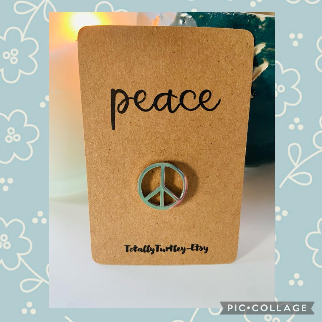Peace Sign Silver Coloured Pin Badge - Etsy