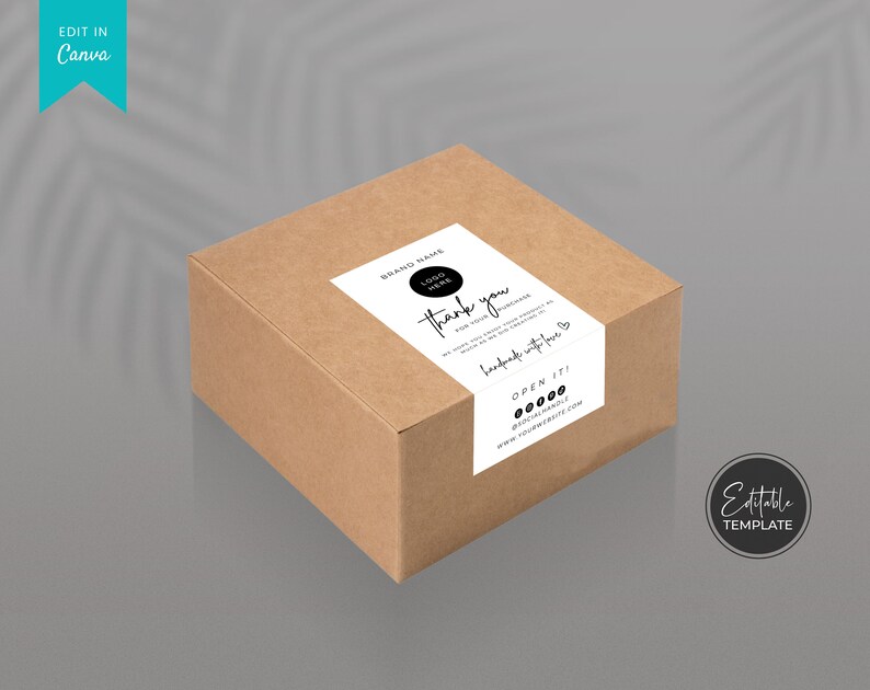 Editable Box Label Template Order Packaging Seal Sticker - Etsy UK