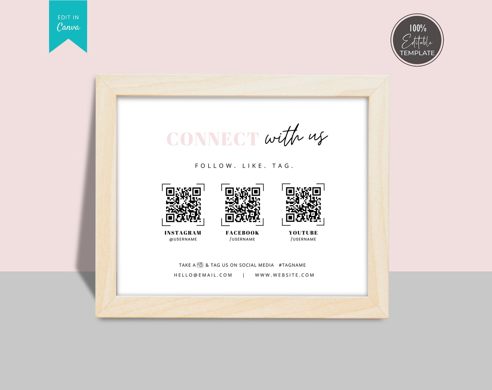 Social Media Sign Template DIY Follow Us on Social Media - Etsy