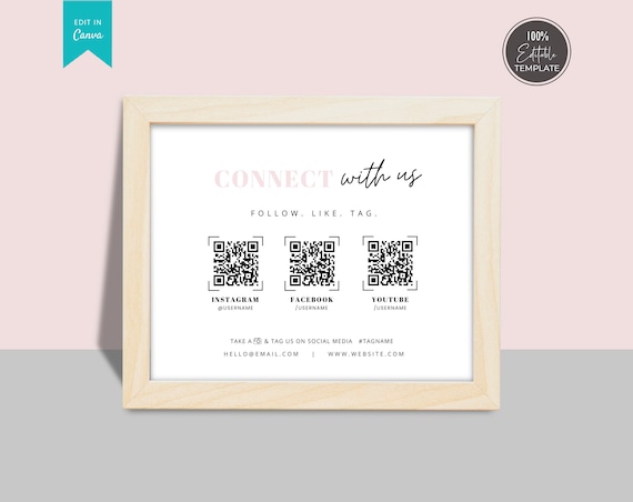 Social Media Sign Template DIY Follow Us on Social Media | Etsy