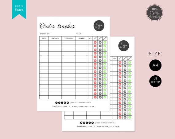 PRINTABLE Order Tracker Order Tracker Form Template Small | Etsy