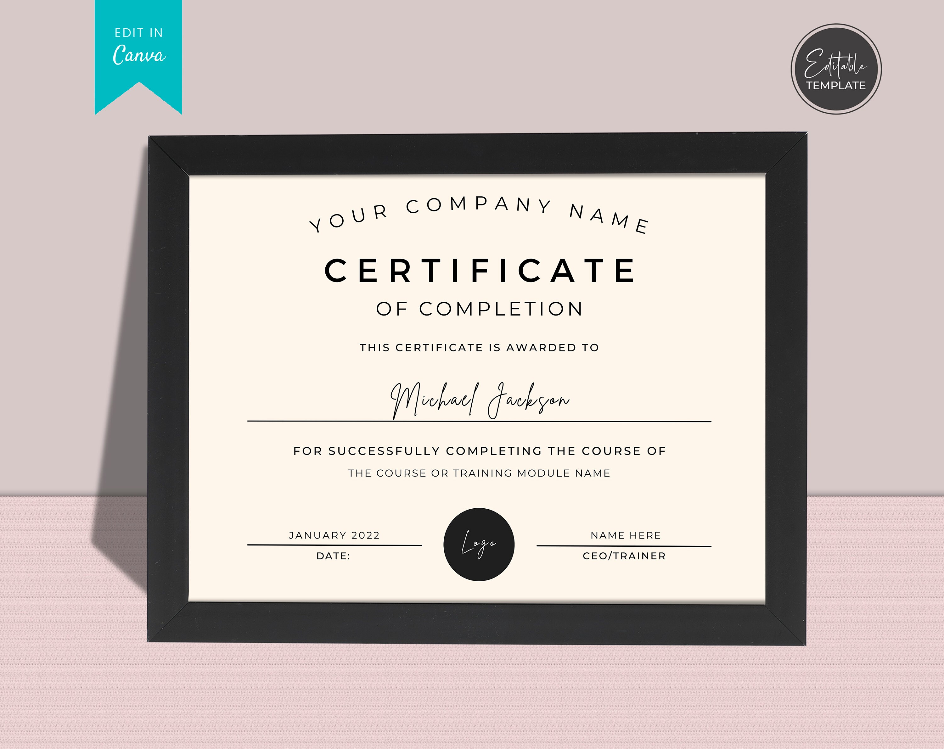 DIY Certificate of Completion Template Editable Printable | Etsy Australia