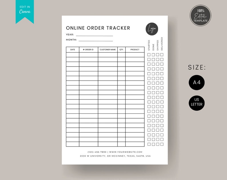 Printable Order Tracker Modern Order Tracker Order Log - Etsy