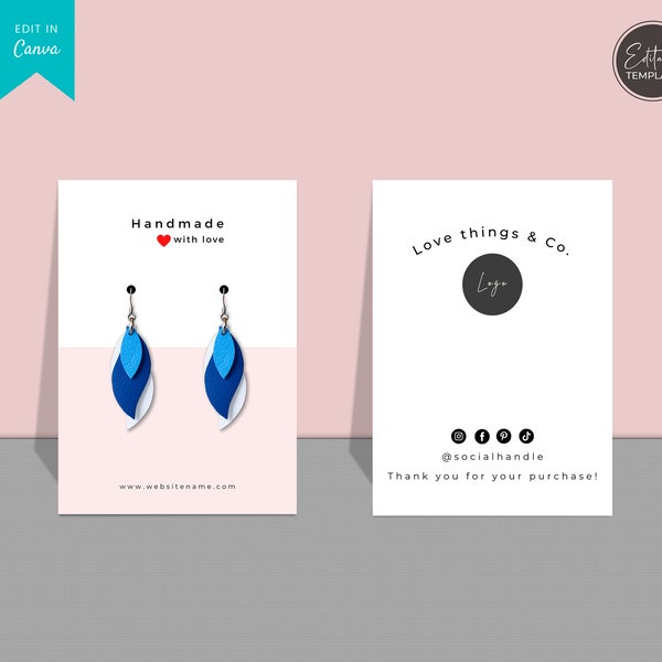 Earring Display Card Template - Etsy