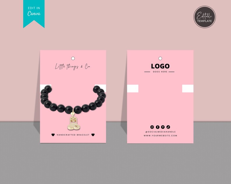 Editable Bracelet Display Card Template Printable Bracelet - Etsy