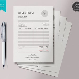 Editable Order Form Template Printable Small Business Order - Etsy