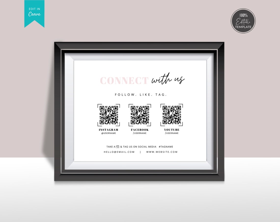 Social Media Sign Template DIY Follow Us on Social Media | Etsy