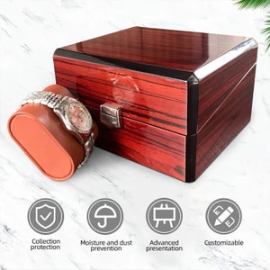 Luxury Vintage Brown Wood Single Slot Watch Box PU Leather Storage Gift ...