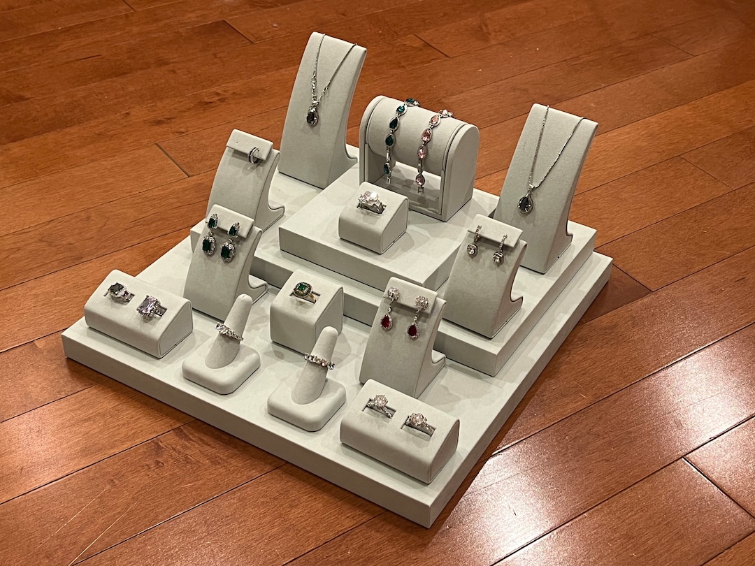 Deluxe Jewelry Display Luxury Jewelry Showcase Display Set Suede ...