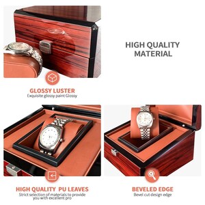 Luxury Vintage Brown Wood Single Slot Watch Box PU Leather Storage Gift ...