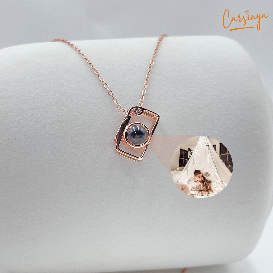 Silver Camera Projection Necklace Custom Memorial Photo - Etsy