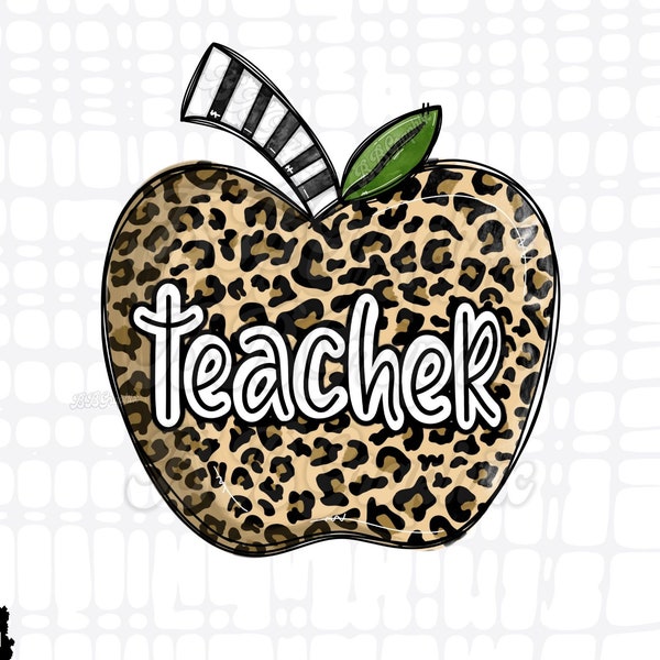 Teacher With Cheetah Apple Svg - Etsy