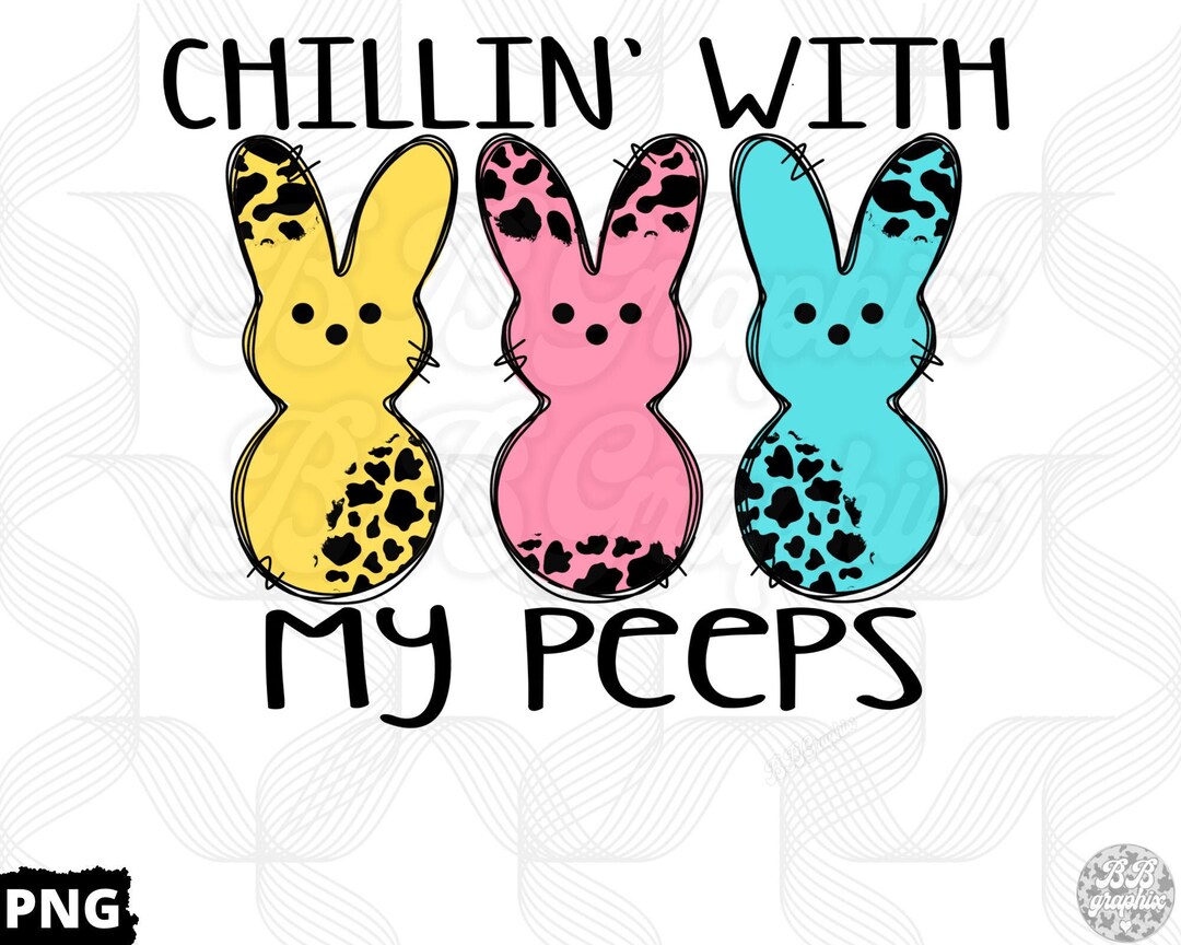 Chilling With My Peeps Png, Cow Print Easter Bunnies Png, Add Name ...