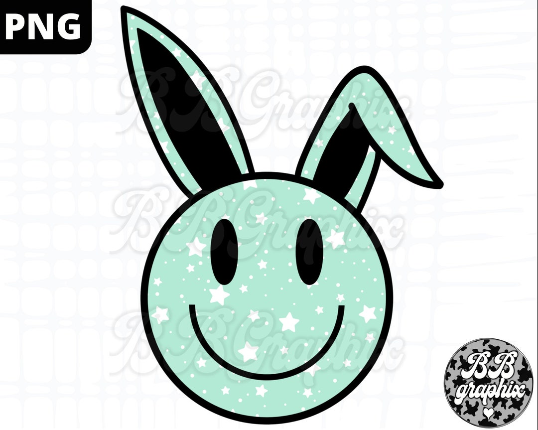 Retro Easter Bunny PNG, Bunny Smiley Face Sublimation, Smiling Bunny ...