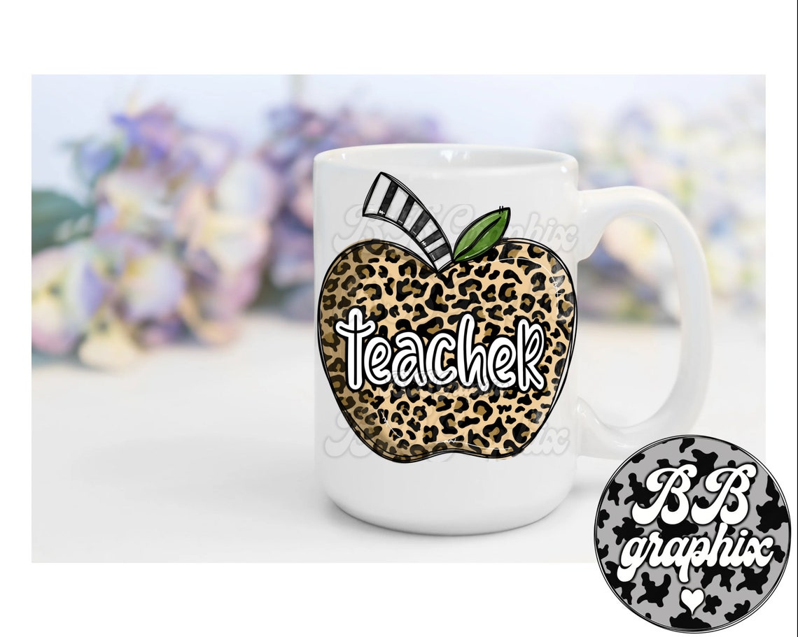 Teacher Apple PNG Cheetah Apple Png Teacher Design - Etsy