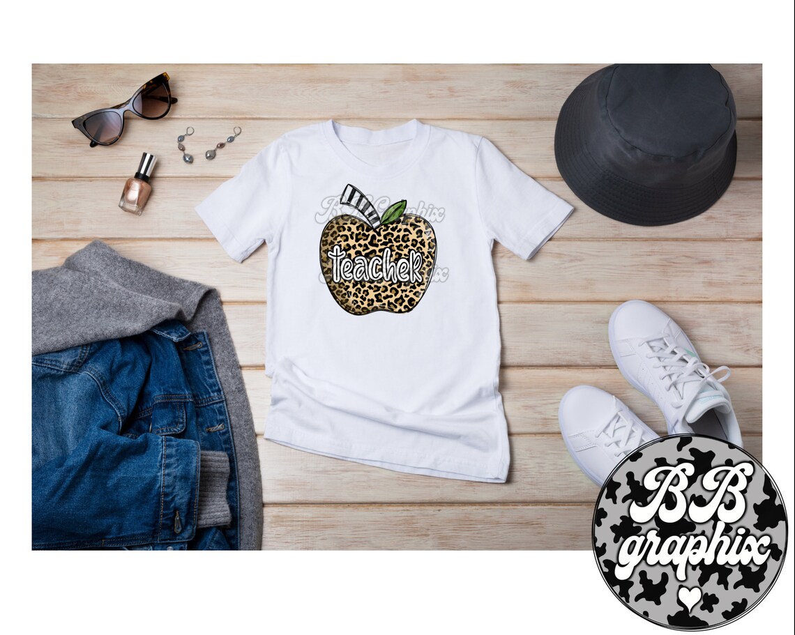 Teacher Apple PNG Cheetah Apple Png Teacher Design - Etsy