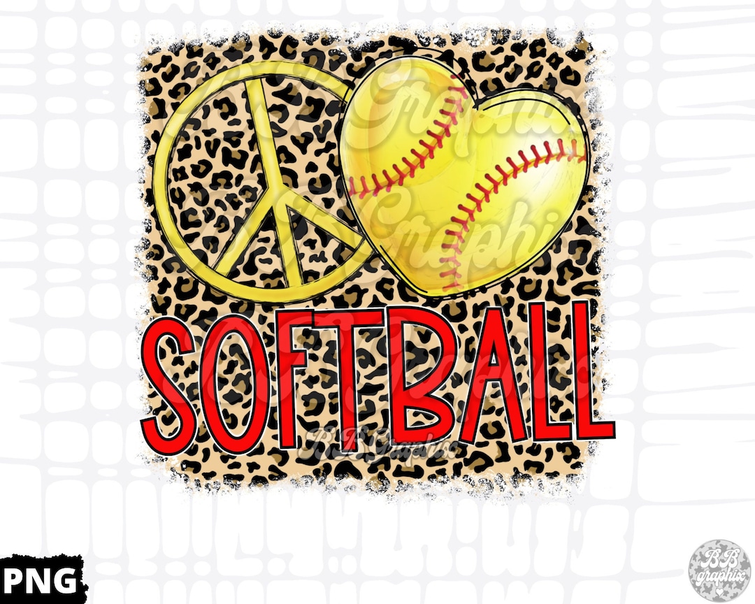 Peace Love Softball PNG, Softball Leopard Design, Softball Shirt PNG ...