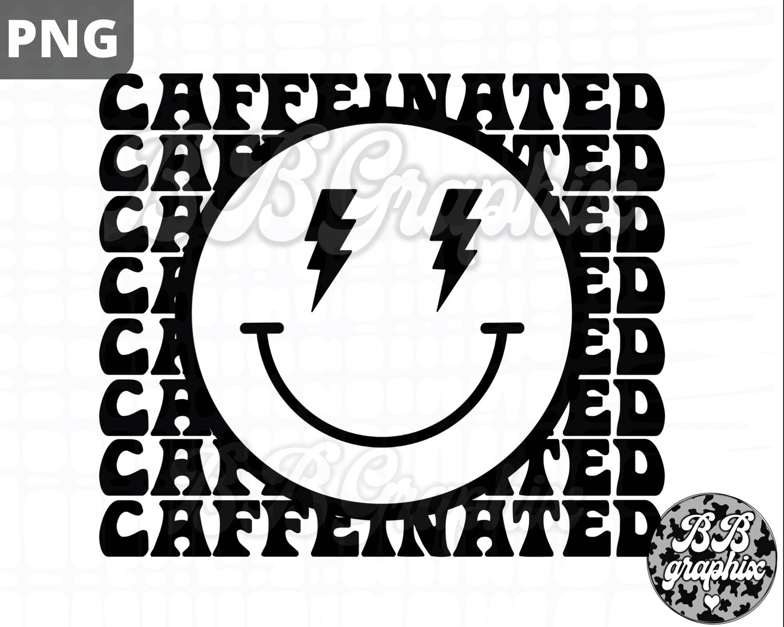 Coffee Retro Smiley PNG Caffeinated Png Stacked Sublimation | Etsy