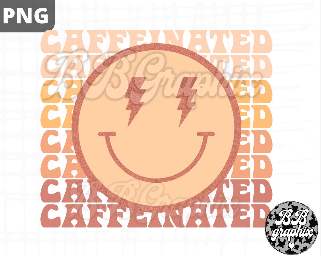 Coffee Retro Smiley PNG, Caffeinated Png, Stacked Sublimation Design ...