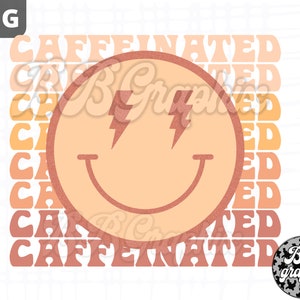 Coffee Retro Smiley PNG, Caffeinated Png, Stacked Sublimation Design ...