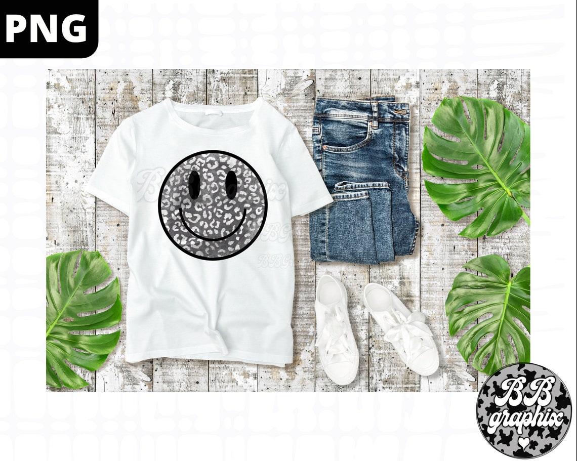 Leopard Smiley Face PNG, Cheetah Smiley Design, Smiley PNG, Sublimation ...