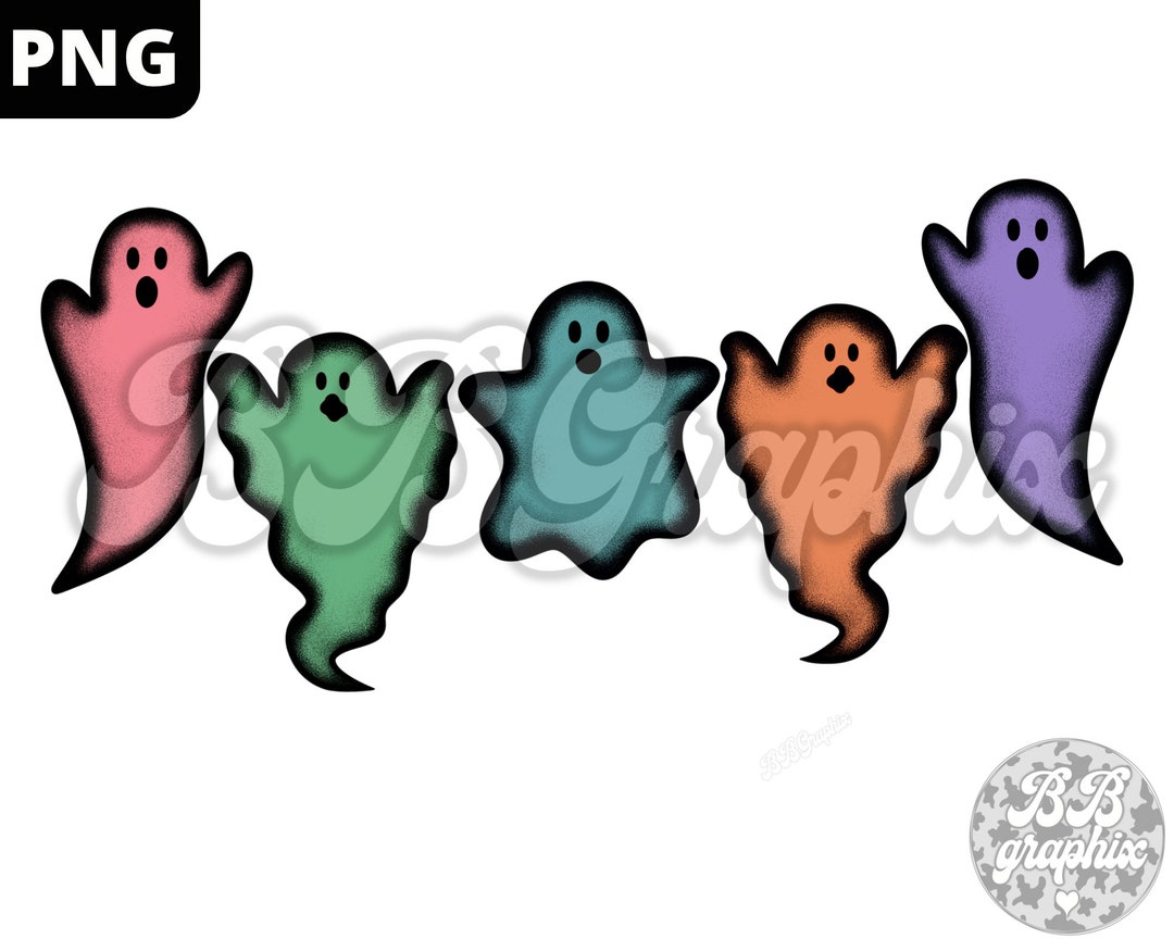 Cute Colorful Ghosts PNG, Halloween PNG, Spooky Season PNG, Autumn ...