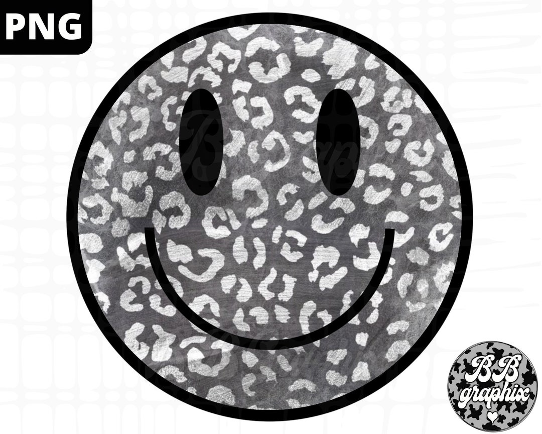 Leopard Smiley Face PNG, Cheetah Smiley Design, Smiley PNG, Sublimation ...