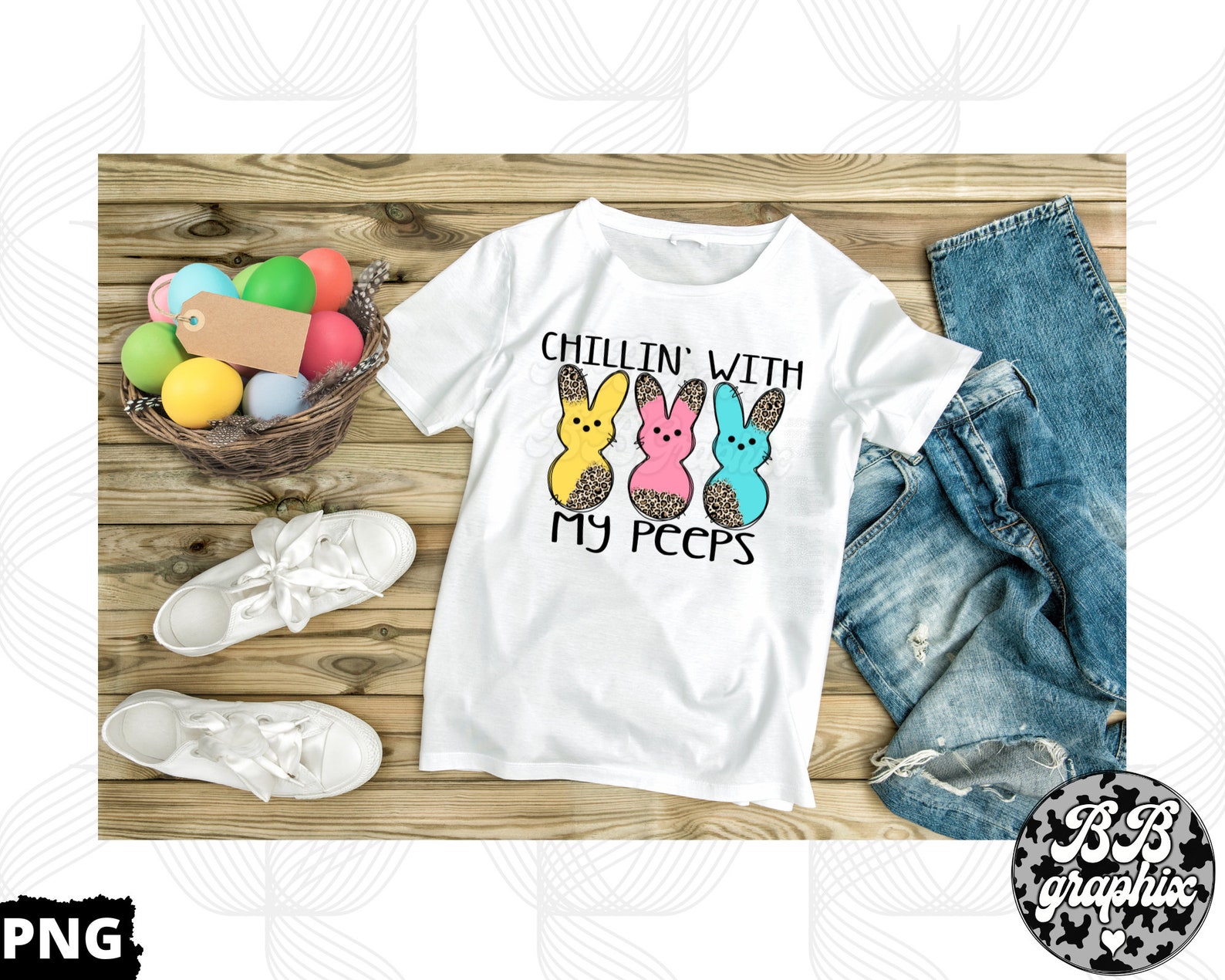 Chilling With My Peeps Png, Leopaard Easter Bunnies Png, Add Name ...