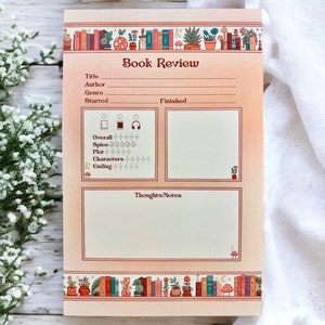 Book Review Notepad 5.5"x8.5" Whimsical Mushroom Reading Notepad ...
