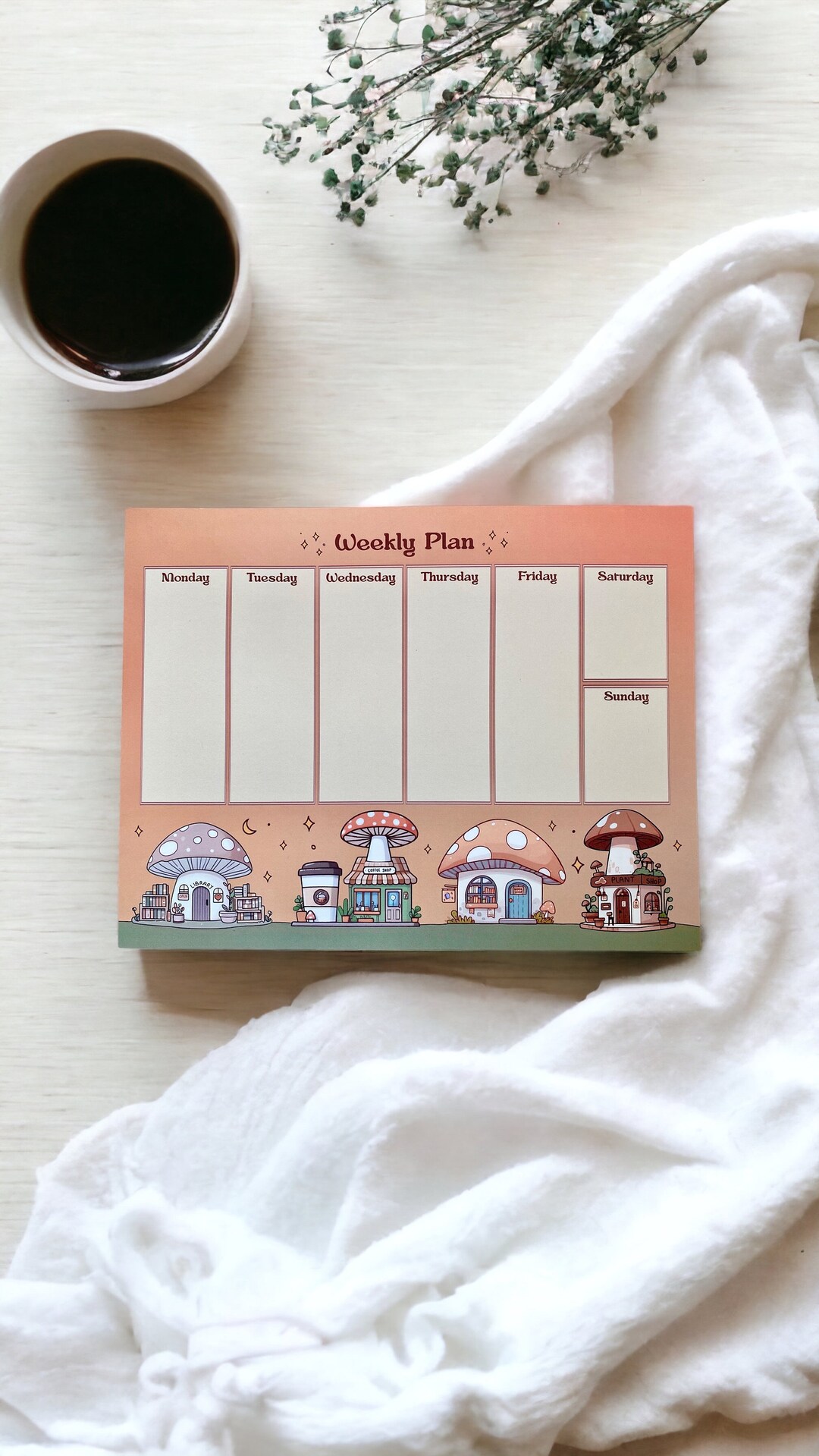Weekly Planner Notepad 8.5"x11" Cute Stationery Weekly Desk Notepad ...