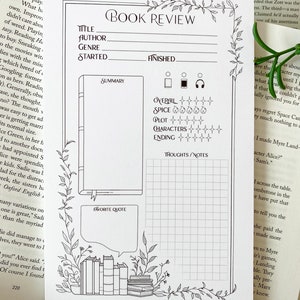 Book Review Notepad 5x8 Reading Notepad Black and White Journal Pages ...