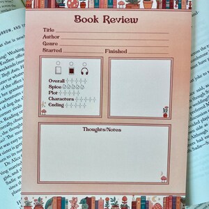 Book Review Notepad 5.5"x8.5" Whimsical Mushroom Reading Notepad ...