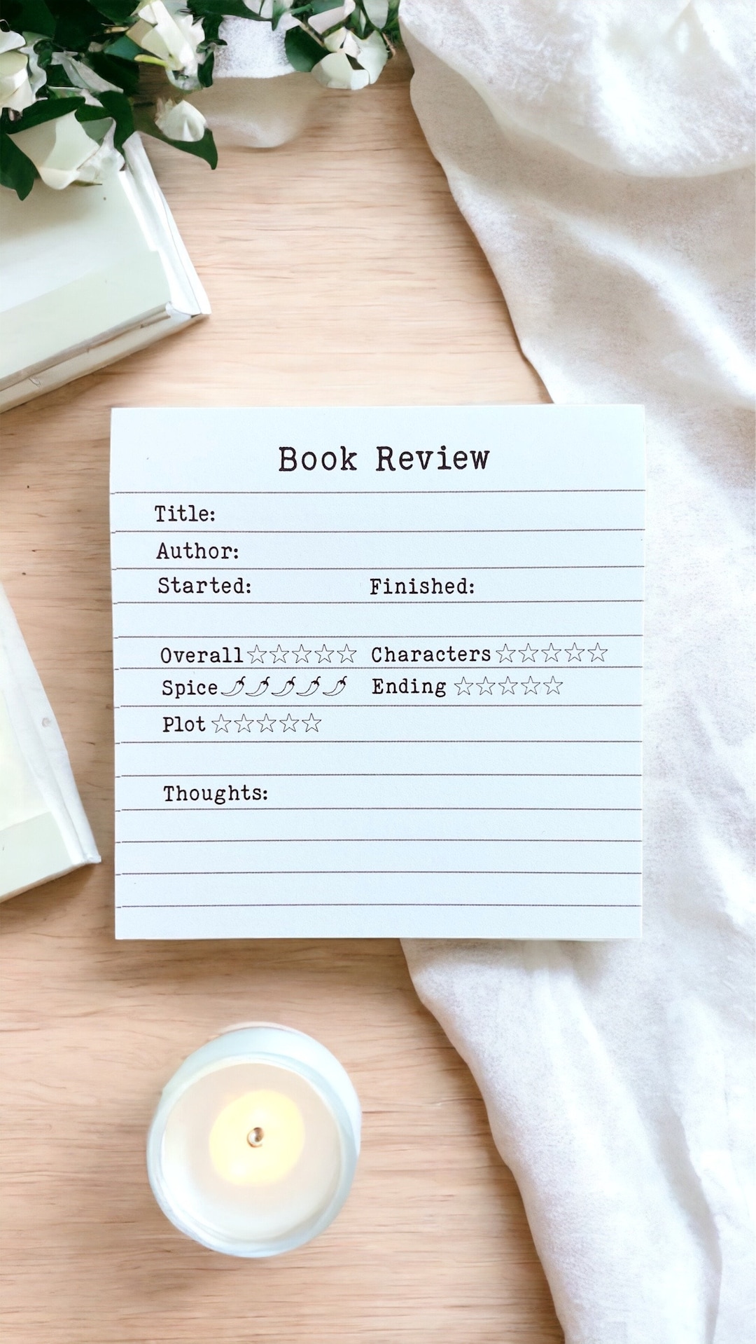 Book Review Sticky Notepad: Bookworm Reading Journal (3x3) - Etsy