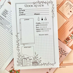 Book Review Notepad 5x8 Reading Notepad Black and White Journal Pages ...