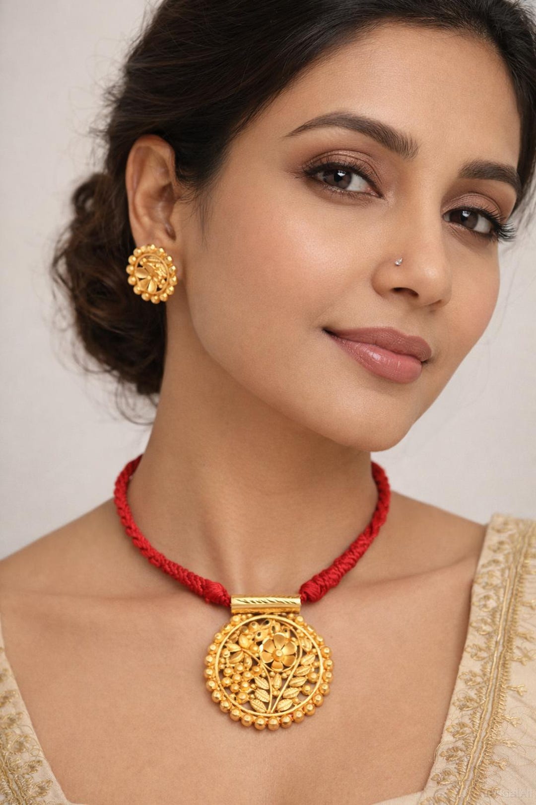 Premium Choker/necklace Choker Tops Stud Set/gold Plated/bridal ...