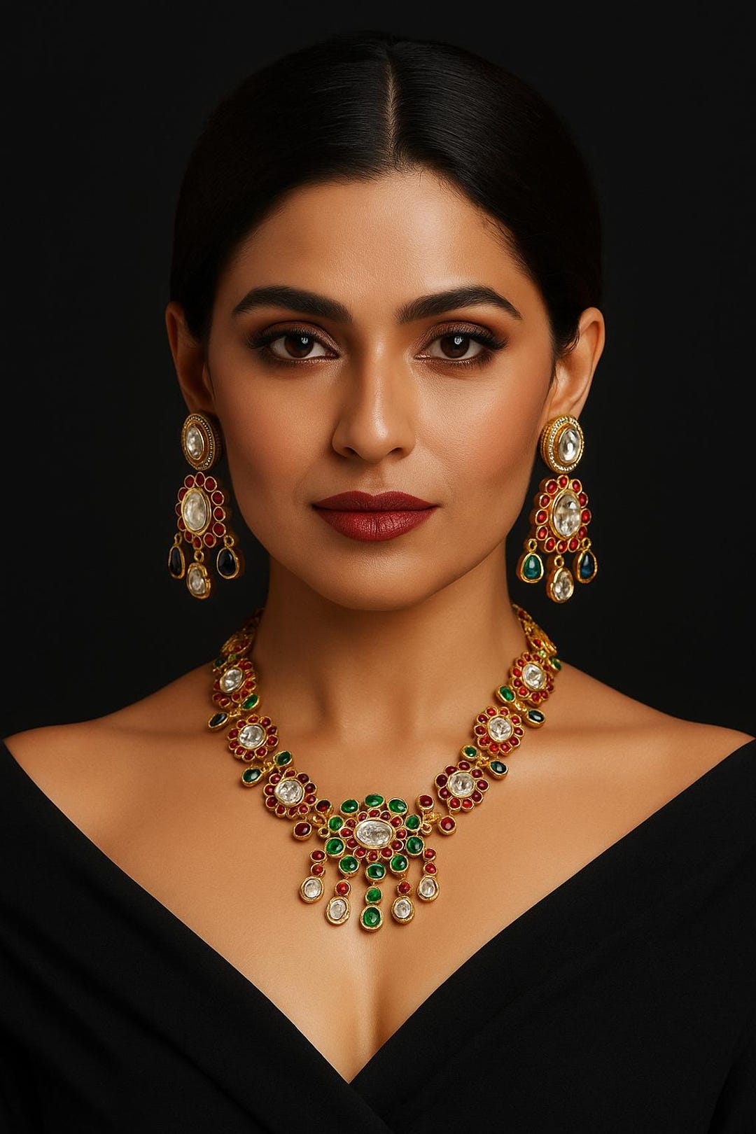 Premium Quality Tyaani Sabysachi Inspired Necklace Set Earrings Emerald ...