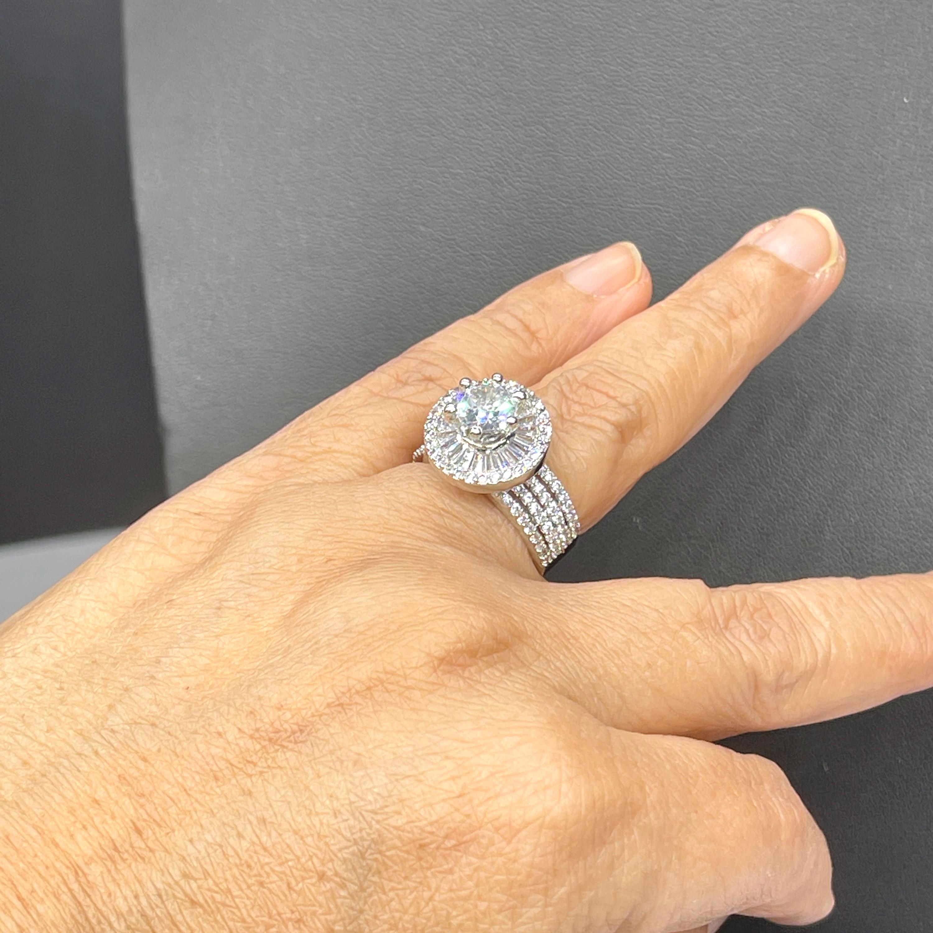 AAA American Diamond Adjustable Ring/ Silver Tone/statement Piece ...