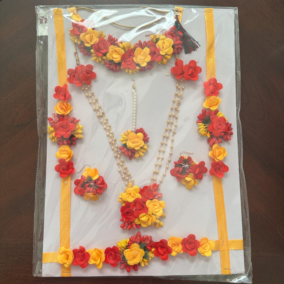 Haldi Mehndi Floral Jewelry Set | Handmade Yellow Flower Necklace ...