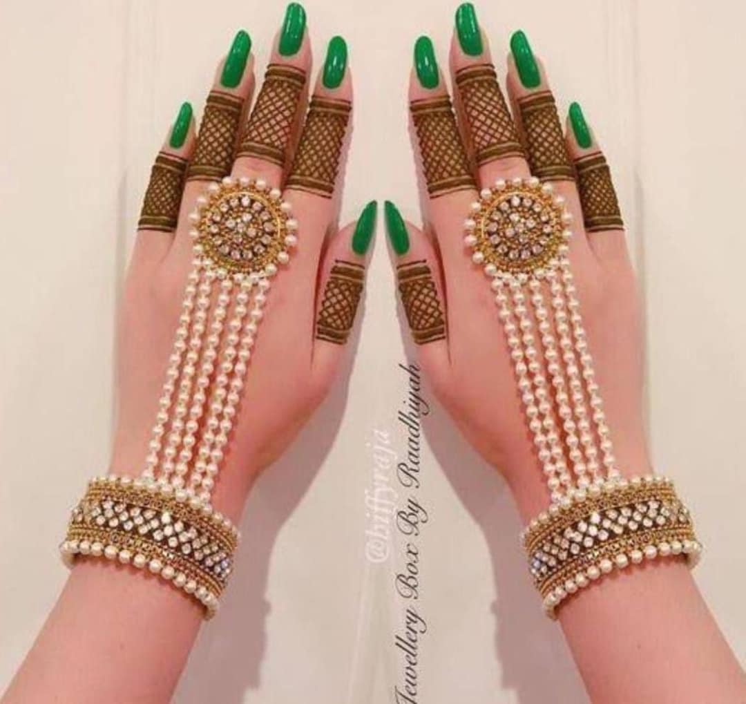 Hanth Phool Pair/hanth Panja/ Cuff/hand Bracelet Ring Accessory ...
