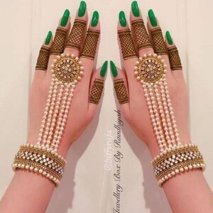 Hanth Phool Pair/hanth Panja/ Cuff/hand Bracelet Ring Accessory ...