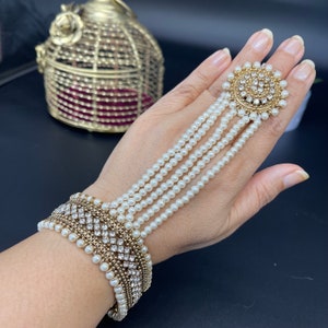 Hanth Phool Pair/hanth Panja/ Cuff/hand Bracelet Ring Accessory ...