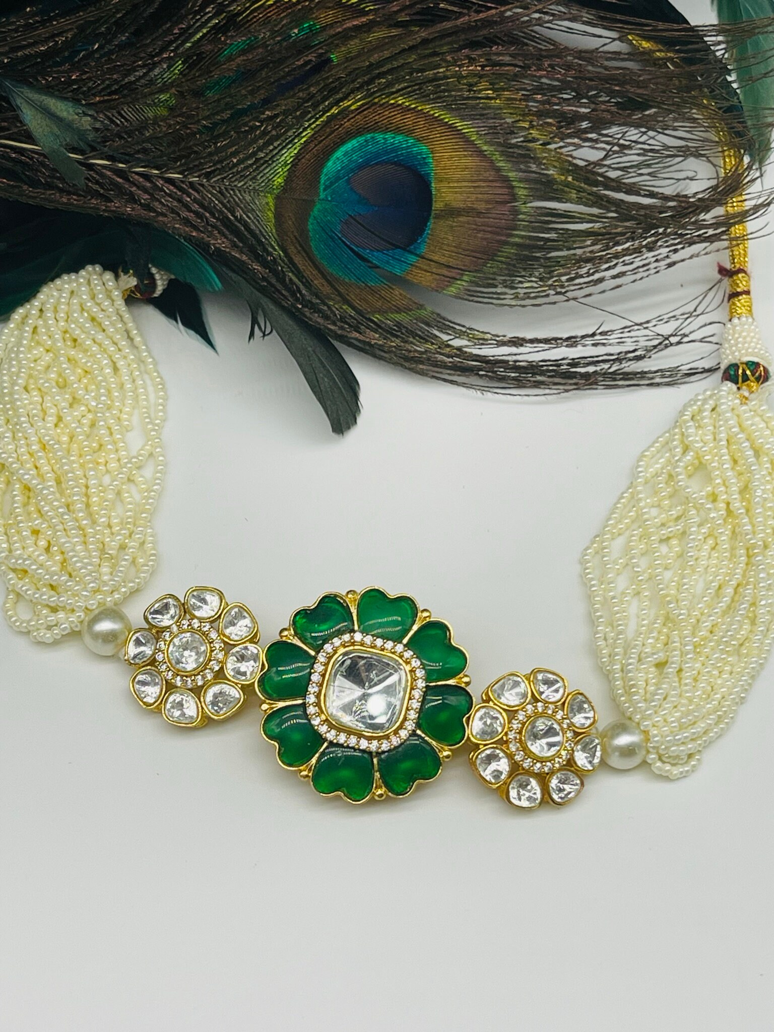 Premium Sabyasachi & Tyaani Inspired Moissanite Kundan With Emerald ...