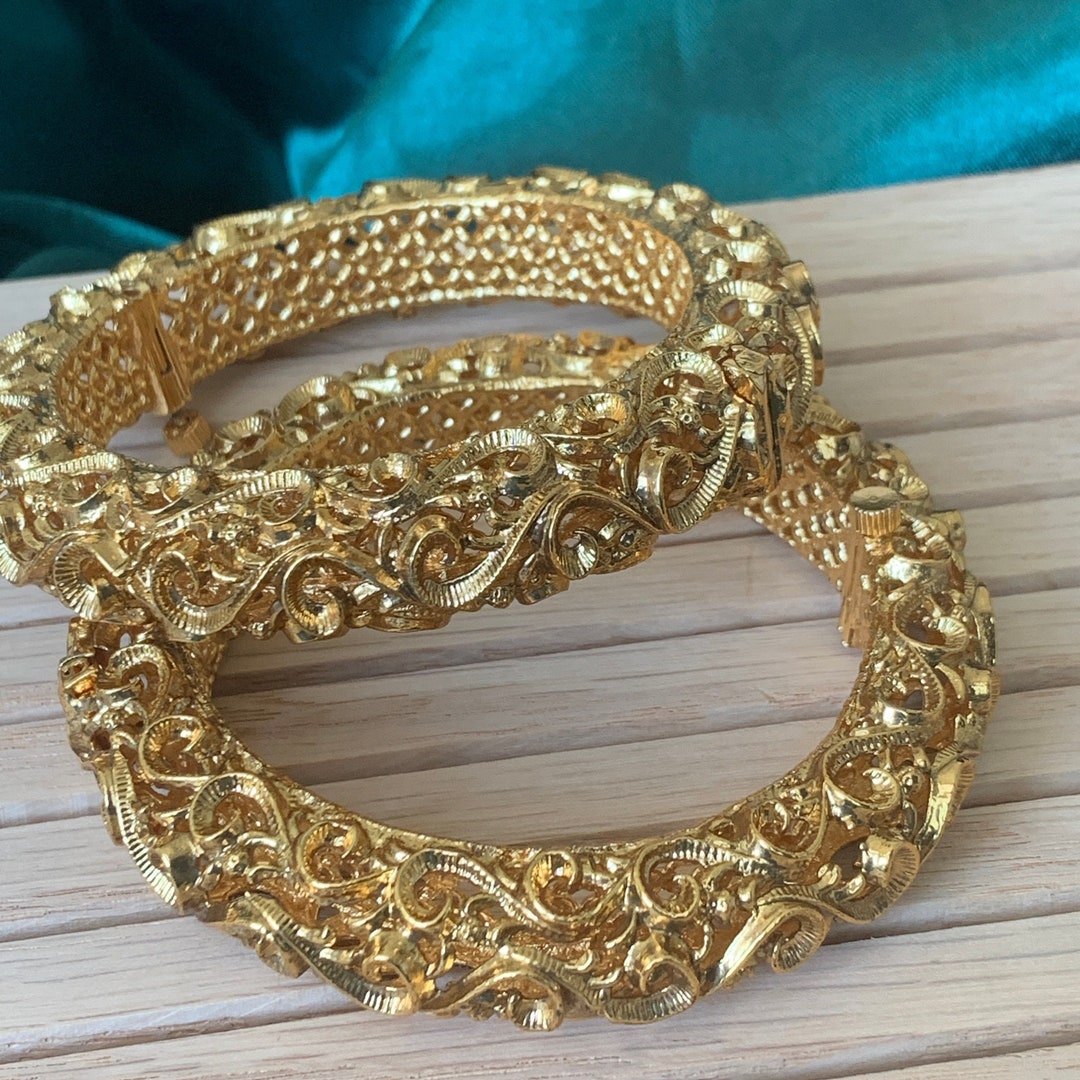 Traditional Gold Plated Rajwadi Kada Pair/size - Etsy