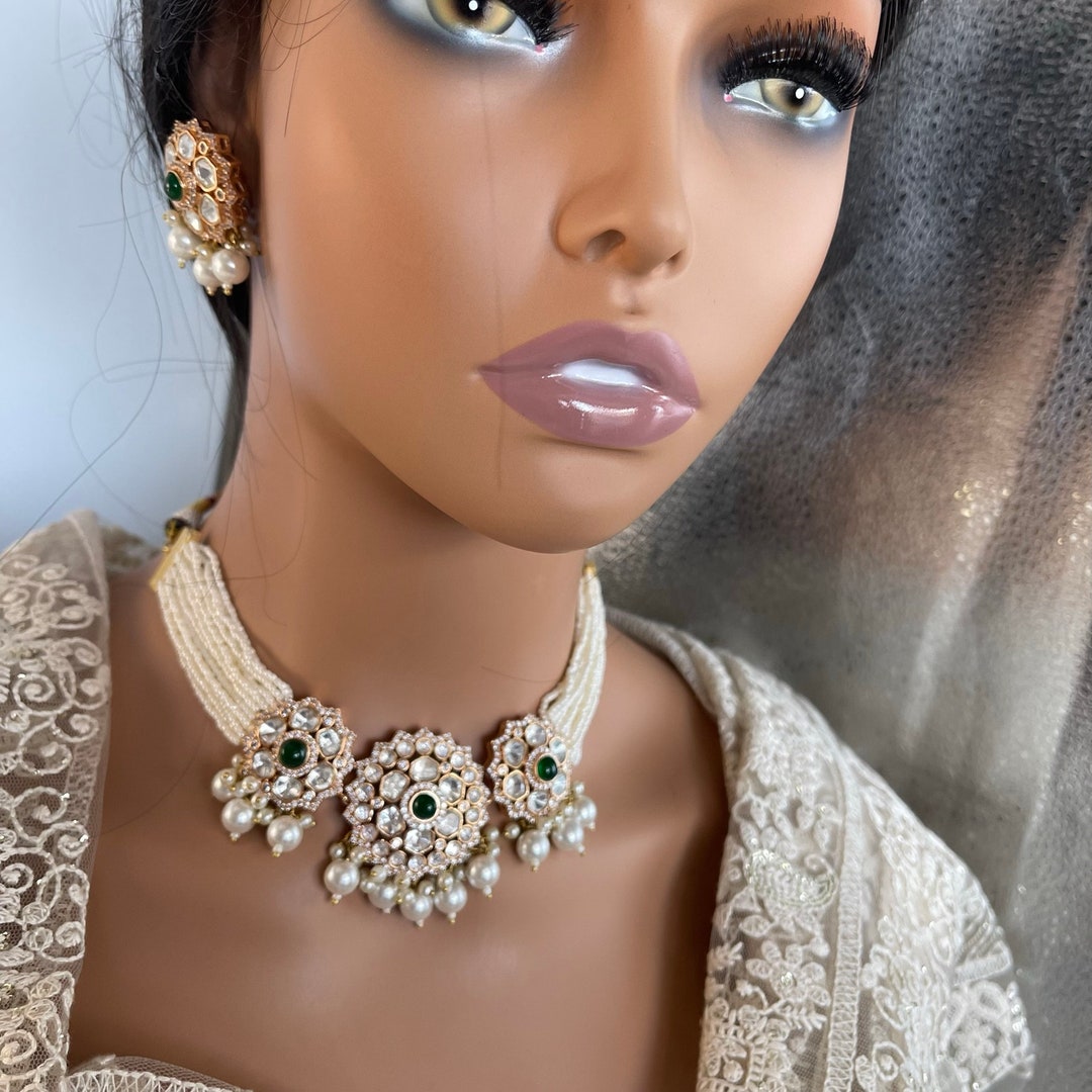 Premium Sabyasachi & Tyaani Inspired Moissanite Kundan With Emerald ...