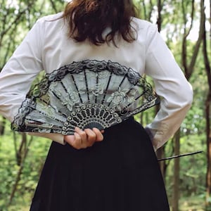 Vintage Styled Lace Rose Flower Fan (10inches), Party Fan, Holding Fan ...