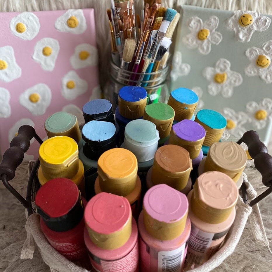 Handmade Puffy Flower Painting - Etsy