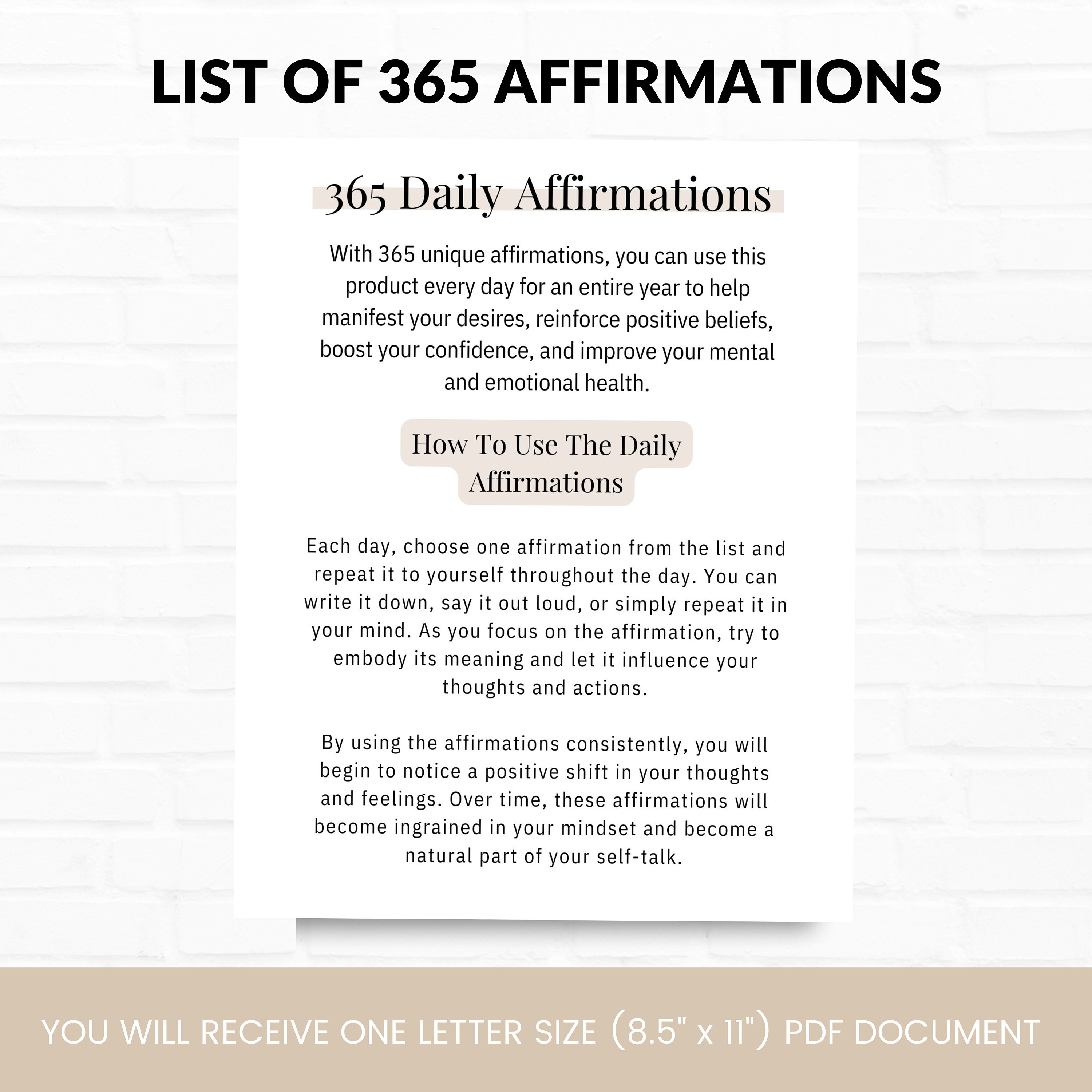 List of 365 Affirmations, Affirmations Printable, Positive Affirmations ...