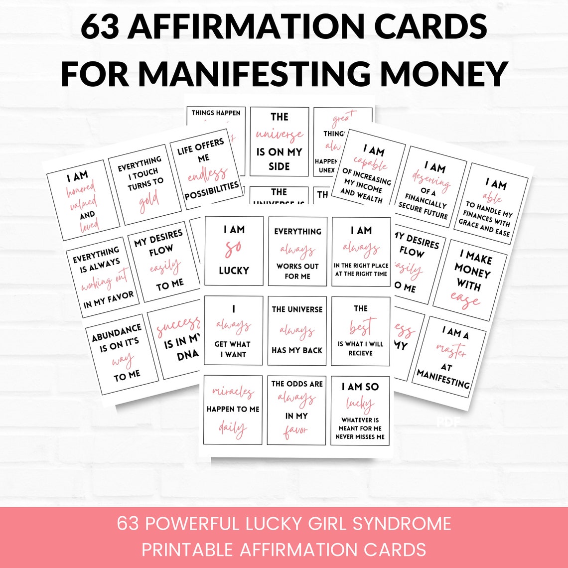 Lucky Girl Syndrome Affirmation Cards Printable, Lucky Girl Syndrome ...